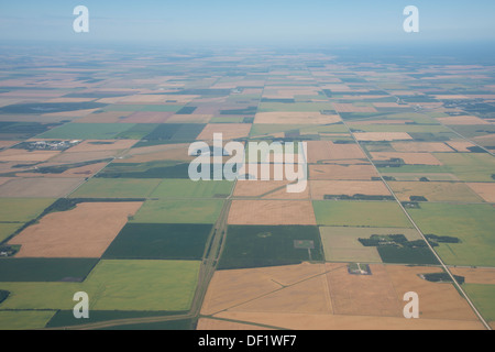 Canada, Manitoba, Winnipeg. Aerial view of rural farmland around the ...