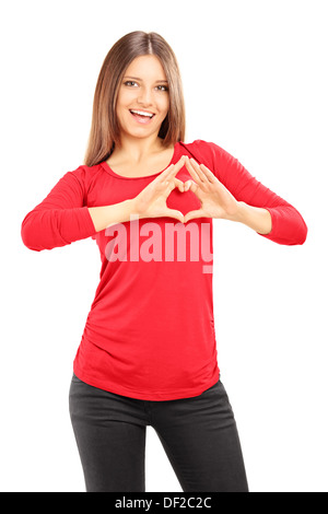 Female hands in the form of heart against the sunset sky Stock Photo ...