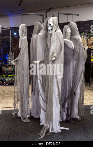 HALLOWEEN DECORATIONS. A life size ghost moving around in the wind as ...