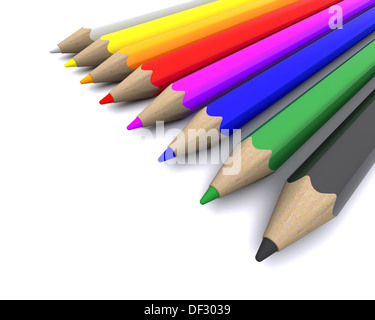 3D Render of coloured pencil crayons Stock Photo - Alamy