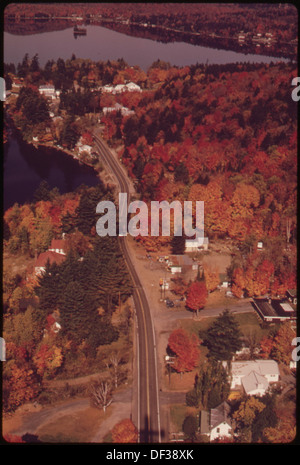 TYPICAL SMALL ADIRONDACK FOREST PRESERVE LAKE SHOWING AN INLET AND ...