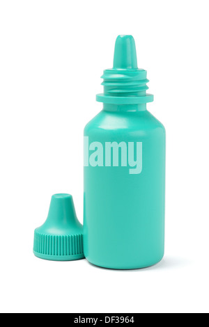 Plastic bottle with eye medication on wooden table Horizontal ...