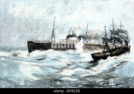 White Star Ocean liner SS Arabic, sunk by u boat, 19 August 1915, WW1 ...