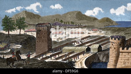 Roman Empire. Castrum. Roman camp. Engraving, 19th century. Color Stock ...