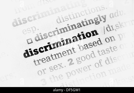 Discrimination Dictionary Definition single word with soft focus Stock ...