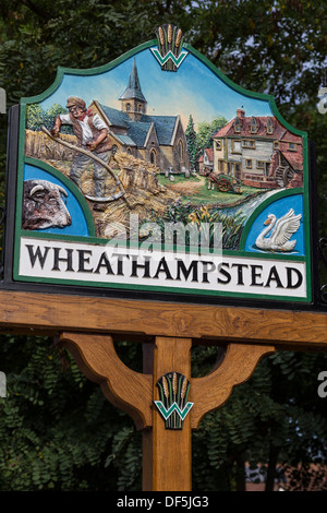 Wheathampstead Village sign, High Street, Wheathampstead, Hertfordshire ...