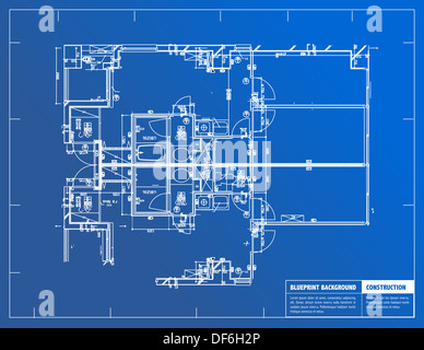 Sample of architectural blueprints over a blue background / Blueprint ...