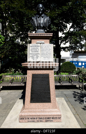 William Shakespeare Bust at Aldermanbury Garden Love Lane in the City ...