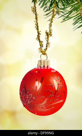 Christmas tree with ball decoration on pastel bokeh background Stock ...