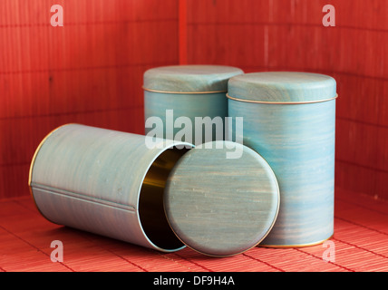 Set of three turquoise food jars Stock Photo - Alamy