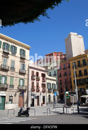 Cagliari Sardinia center, the Piazza Yenne in the Stampace quarter of ...