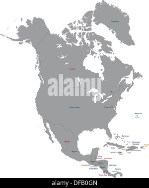 North America Map grey Stock Photo - Alamy