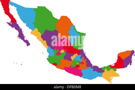 Colorful Mexico map Stock Photo - Alamy