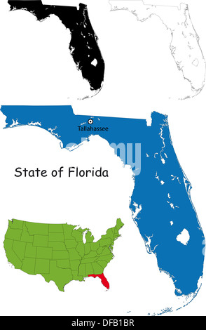 Vector color map of Florida state. Usa Stock Photo - Alamy