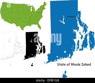 Vector color map of Rhode Island state. Usa Stock Photo - Alamy