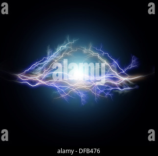 Electric flash effect. Thunderbolt light and storm sparks, realistic ...