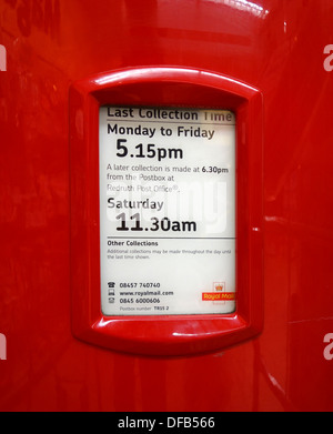 collection time on a Royal Mail postbox Stock Photo - Alamy