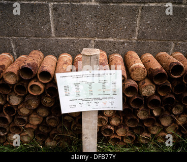 Pile of rusty First World War One artillery grenade shells, dug up in ...