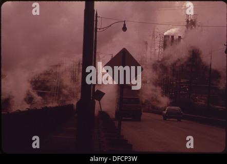 INDUSTRIAL CLARK AVENUE IS OBSCURED BY SMOKE Stock Photo - Alamy