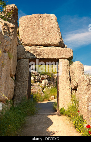 The postern gate at the ancient site of Mycenae, depicted in ...