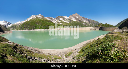 Mooserboden and Wasserfallboden reservoir with Mooser dam, Kaprun Stock ...