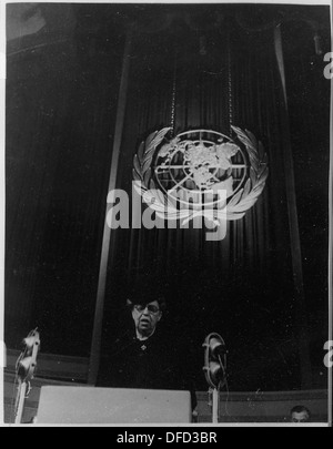 Eleanor Roosevelt attends a meeting of the United Nations Human Rights ...