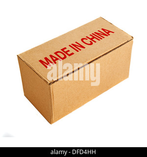 Made in China. Cardboard box with chinese flag Stock Photo - Alamy