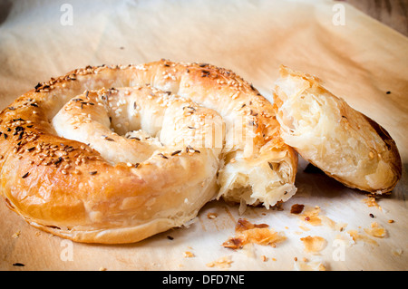 Wraped pie with cheese on the table Stock Photo - Alamy