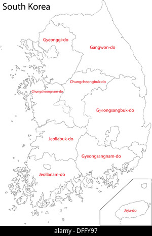 Korean Peninsula region, political map. Peninsular region Korea in East ...
