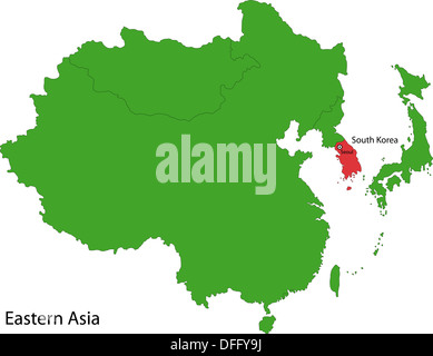 Korean Peninsula region, political map. Peninsular region Korea in East ...