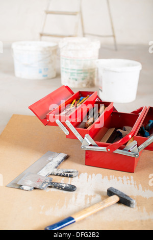 composition of carpentry tools nails wooden meter protective glove claw ...