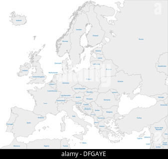Europe with countries Map grey Stock Photo - Alamy