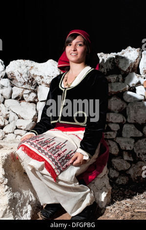 Woman with traditional wear of Crete, Greece Stock Photo - Alamy