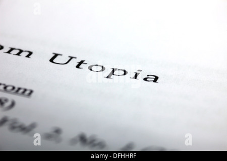 Utopia word text Stock Photo - Alamy