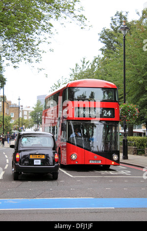 New Routemaster bus number 24 travelling along Gower Street, Bloomsbury ...