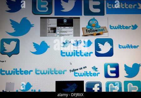 Twitter logos on computer screen, London Stock Photo - Alamy