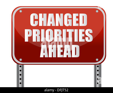 Changed priorities ahead road sign Stock Photo: 15989574 - Alamy