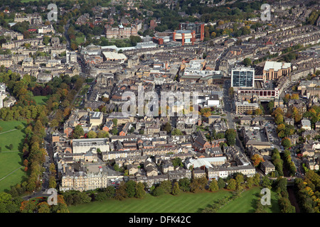 Aerial landscape view of the Harrogate town skyline in North Yorkshire ...