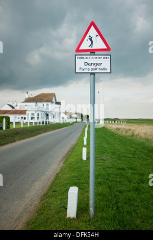 golfer,golf balls warning sign on golf course marple stockport Cheshire ...