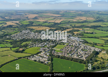 An aerial view of the village of Probus in Cornwall Stock Photo - Alamy