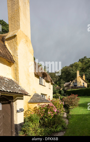 Selworthy's thatched cottages, Exmoor National Park, Somerset, England ...