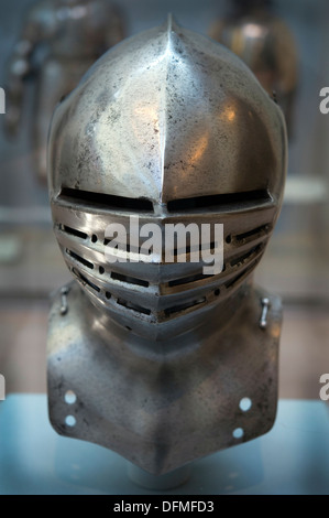 Medieval knight's helm providing protection at a tournament combat ...