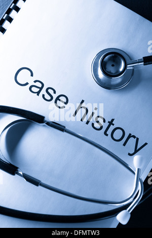 Case history and stethoscope on black Stock Photo - Alamy