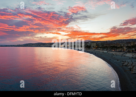 Sunset over la Baie des Anges (Bay of Angels) Nice Stock Photo - Alamy