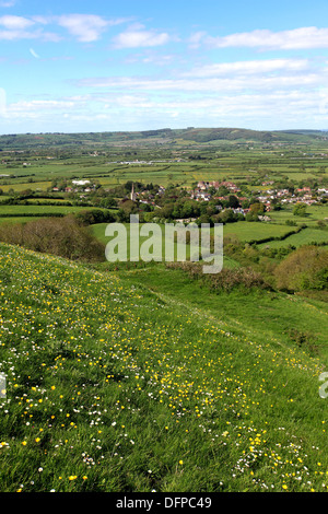 The village of East Brent, Somerset Levels, Somerset County, England ...