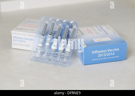 Flu vaccine 2013/2014 packaging packs and syringes for winter flu jab ...