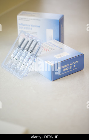 Flu vaccine 2013/2014 packaging packs and syringes for winter flu jab ...