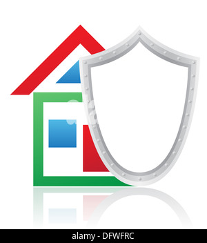 Illustration of a house protection concept Stock Photo - Alamy