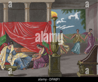 Ancient Greek Bed Stock Photo - Alamy