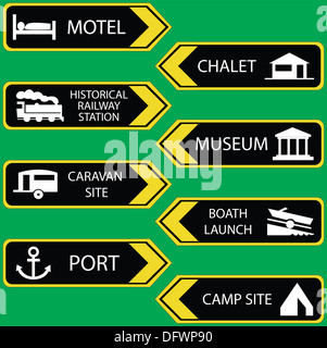 Tourist locations icon set black-yellow Stock Photo - Alamy